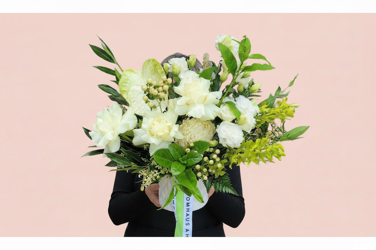 Embrace | White Roses Pot Arrangement | Brighton Flowers